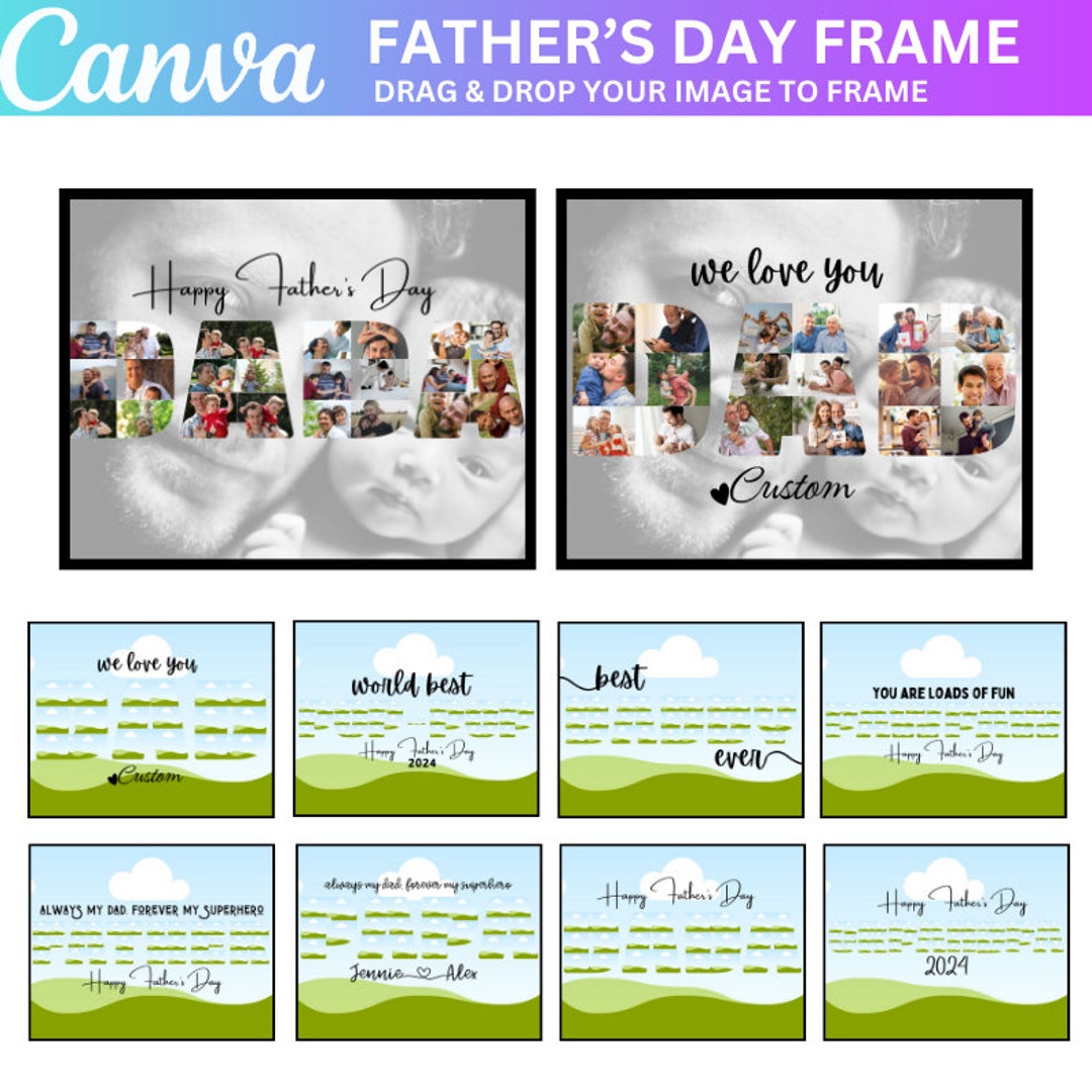 Daddy Canva Editable Frame Template, Papa Photo Frame, Editable Papa ...