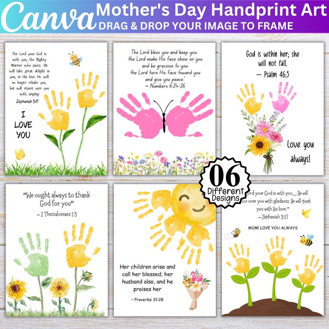 Bible Verse Mothers Day Handprint Art, Christian Mom Gift From Kids ...