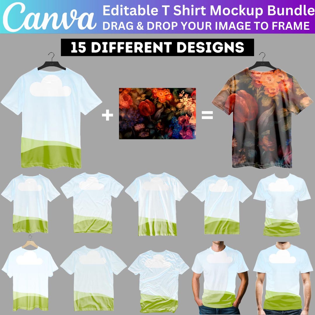 Make Your Own T Shirt Mockups, T-shirt Mockup Canva Frames Bundle ...
