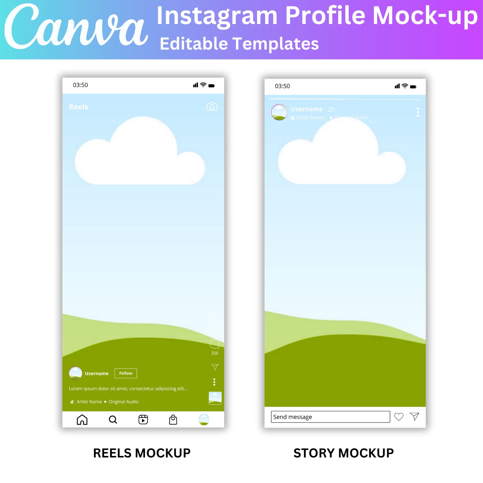Instagram Profile Mock-up Editable Canva Templates, Social Media ...