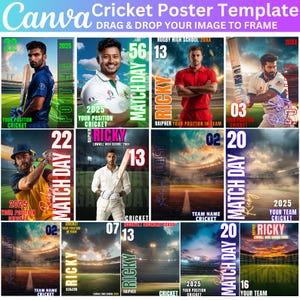 Cricket Poster 2025 Canva Editable Template, Cricket Poster Design ...