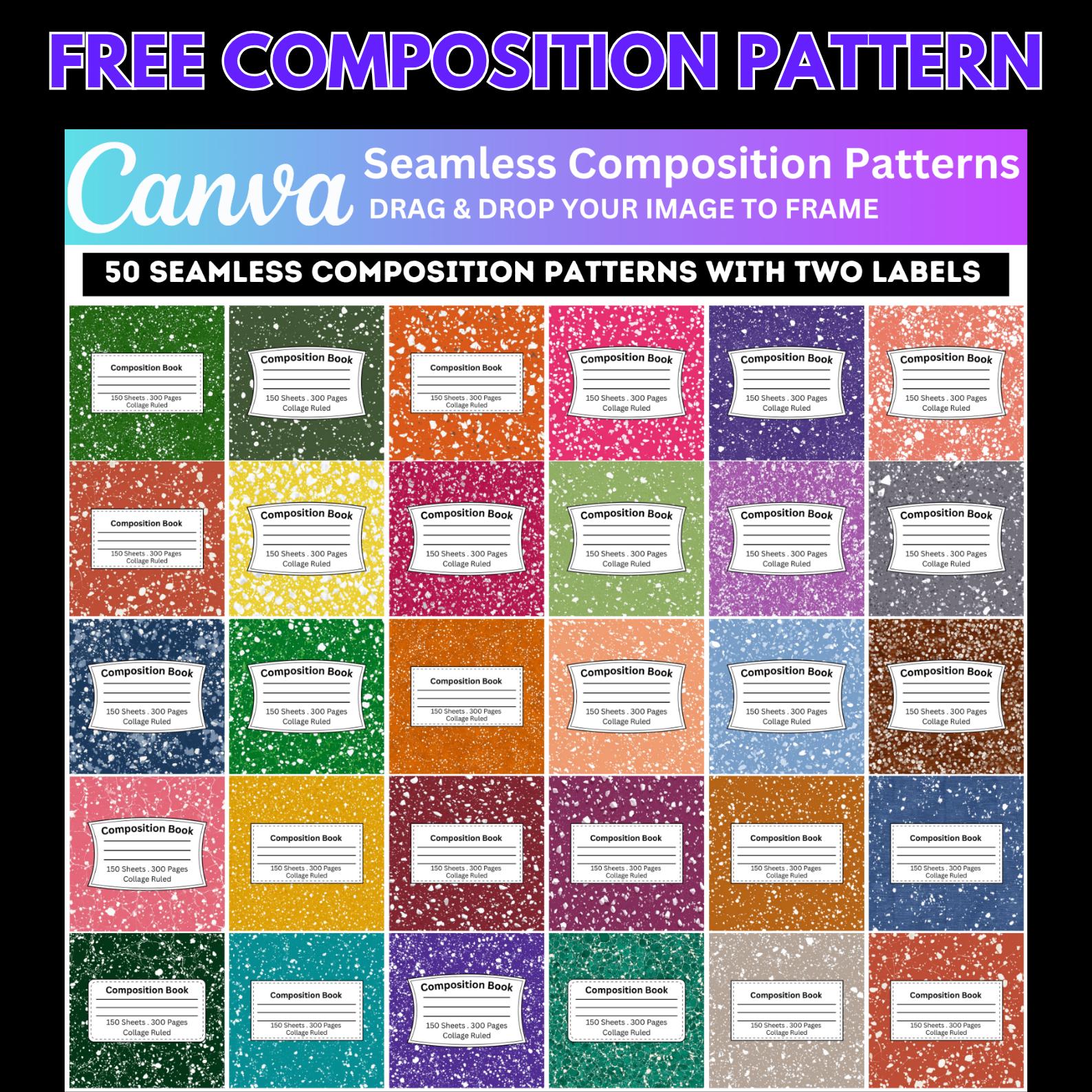 Composition Notebook Cover Mega Bundle, Editable Composition Book Canva ...