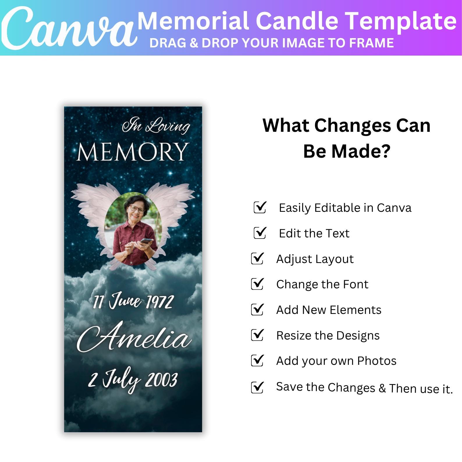 Memorial Candle Sticker Label Template, Remembrance Candle Stairway to ...