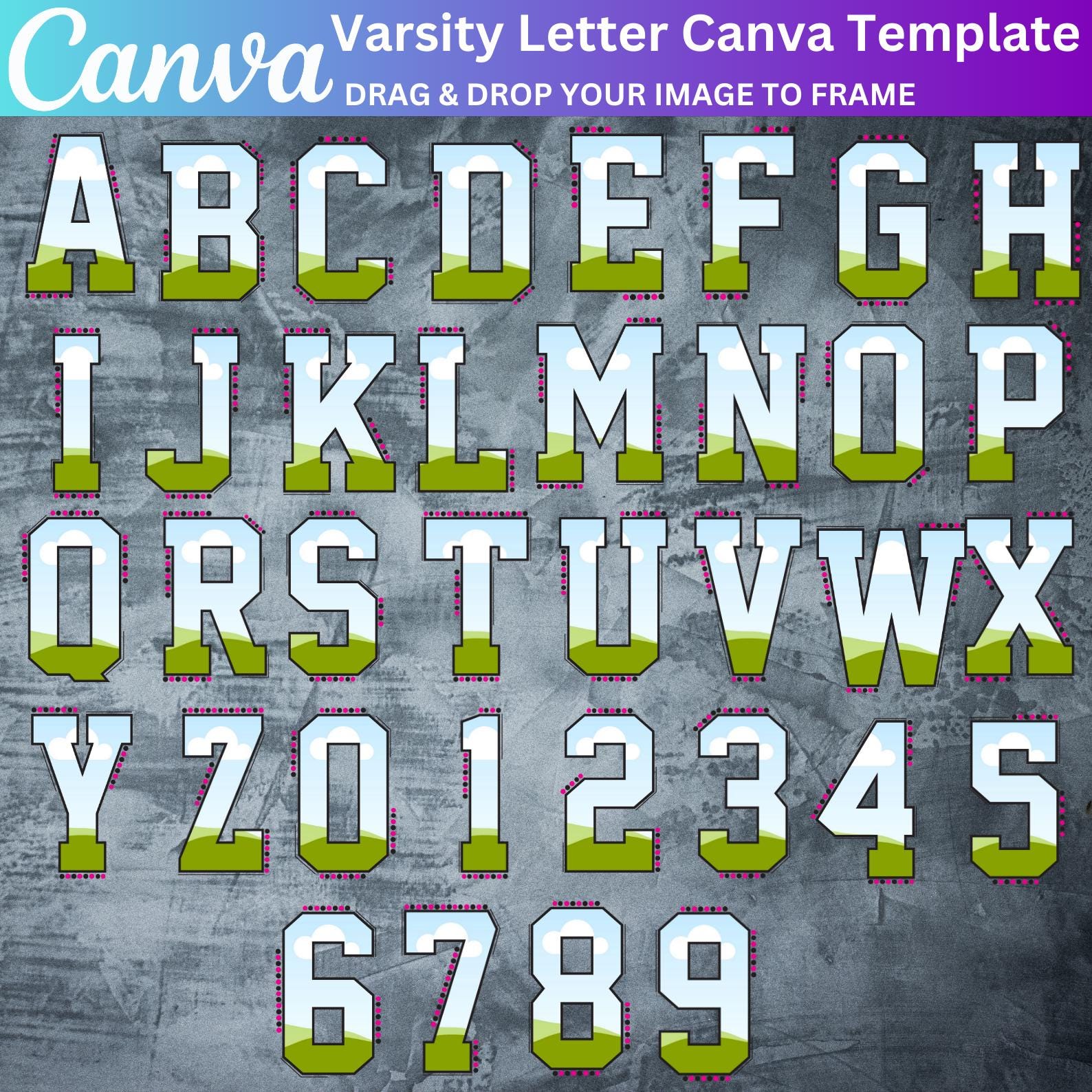 Canva Editable Sports Alphabet Template, Varsity Letter Canva Frames ...
