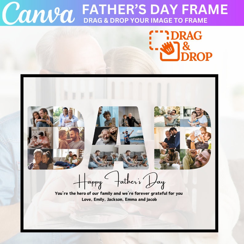 16 Daddy Canva Editable Frame Template, Papa Photo Frame, Daddy Photo ...