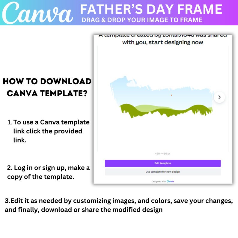 Daddy Canva Editable Frame Template, Papa Photo Frame, Daddy Photo ...