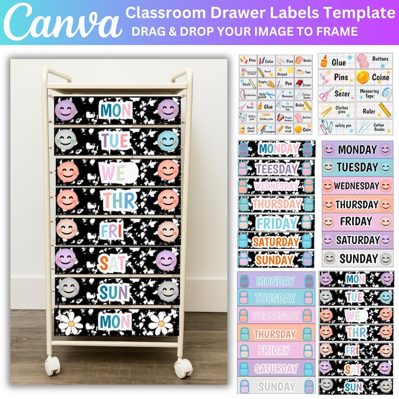 Composition Notebook Decor Template, Canva Editable Classroom Drawer ...