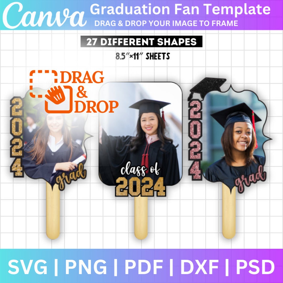 Grad Paddle Fan Template Bundle, Custom Grad Fan, Graduate Fan Svg ...