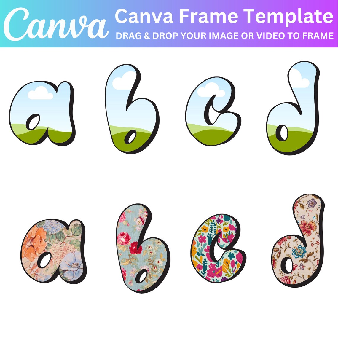 Canva Alphabets Template, Canva Alphabet Font, Canva Frame Template ...