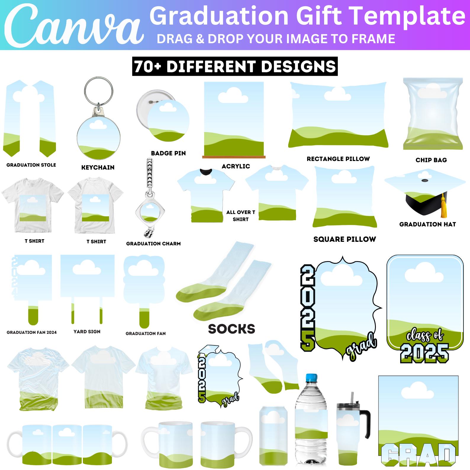 Graduation Gift Set Mockup Bundle, Grad Paddle Fan Template, Pin ...