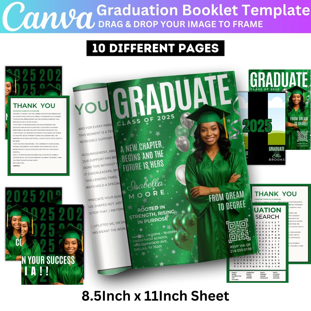 Graduation Activity Booklet Editable Canva Template, 2025 Senior GRAD ...