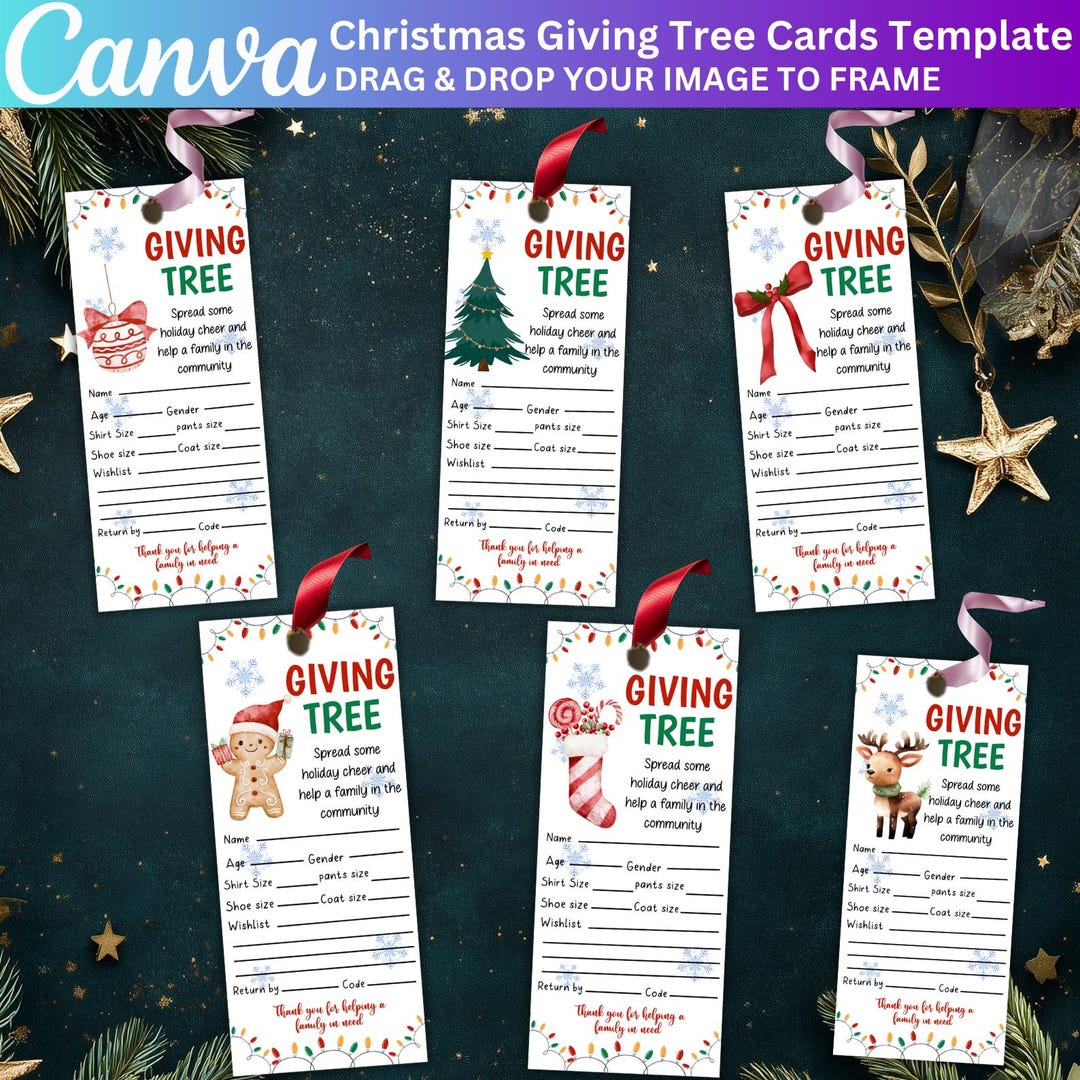 10 Christmas Giving Tree Tags Template, Community Holiday Angel Tree ...