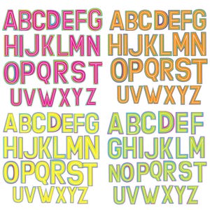 Bright Funky Colorful Alphabet PNG Bundle, 5 Alpha Sets, Bright Color ...