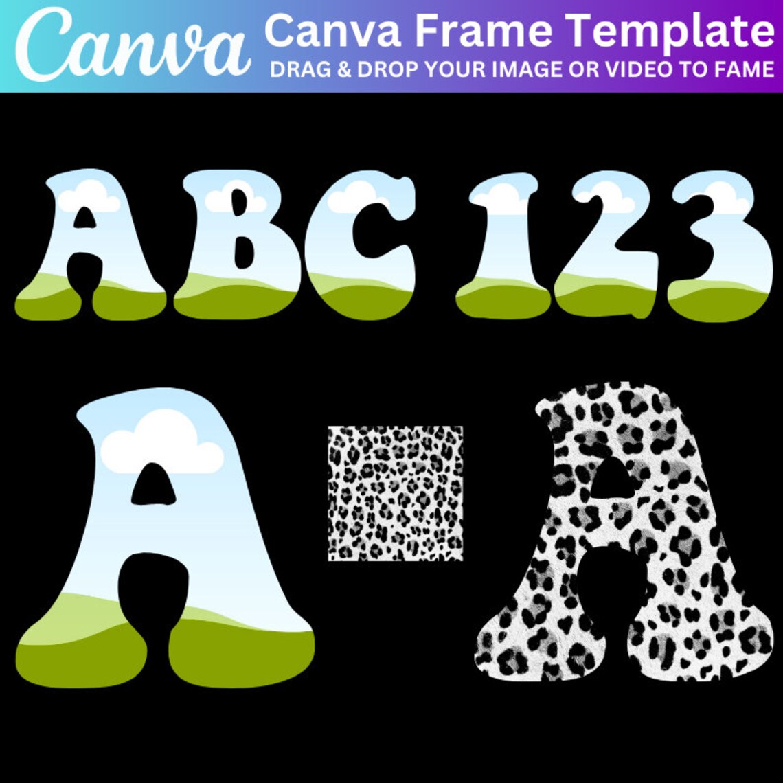 Canva Alphabets Template, Canva Alphabet Font, Canva Frame Template ...