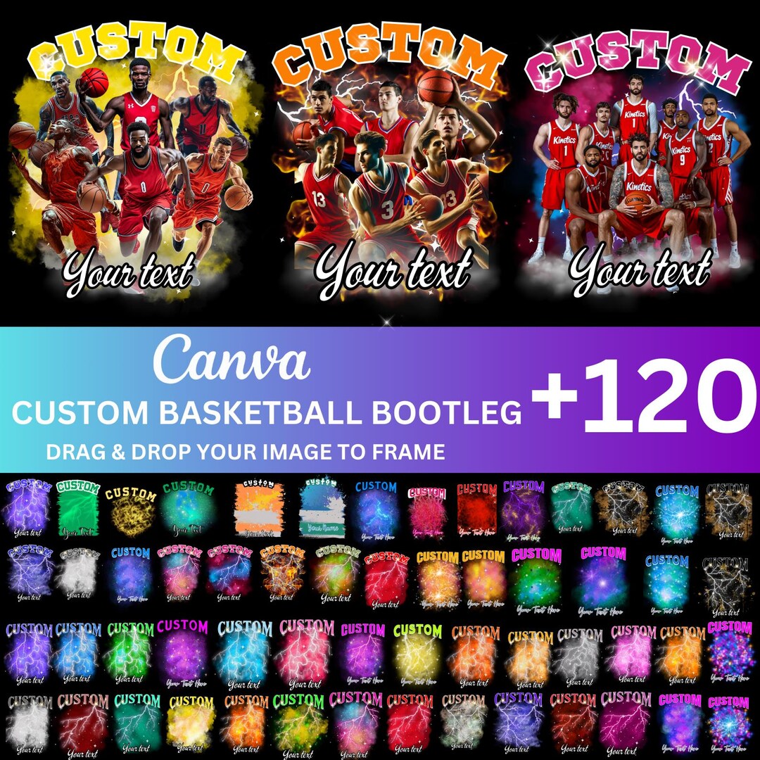 Custom Basketball Bootleg Rap Tee Canva Editable Template, Basketball ...