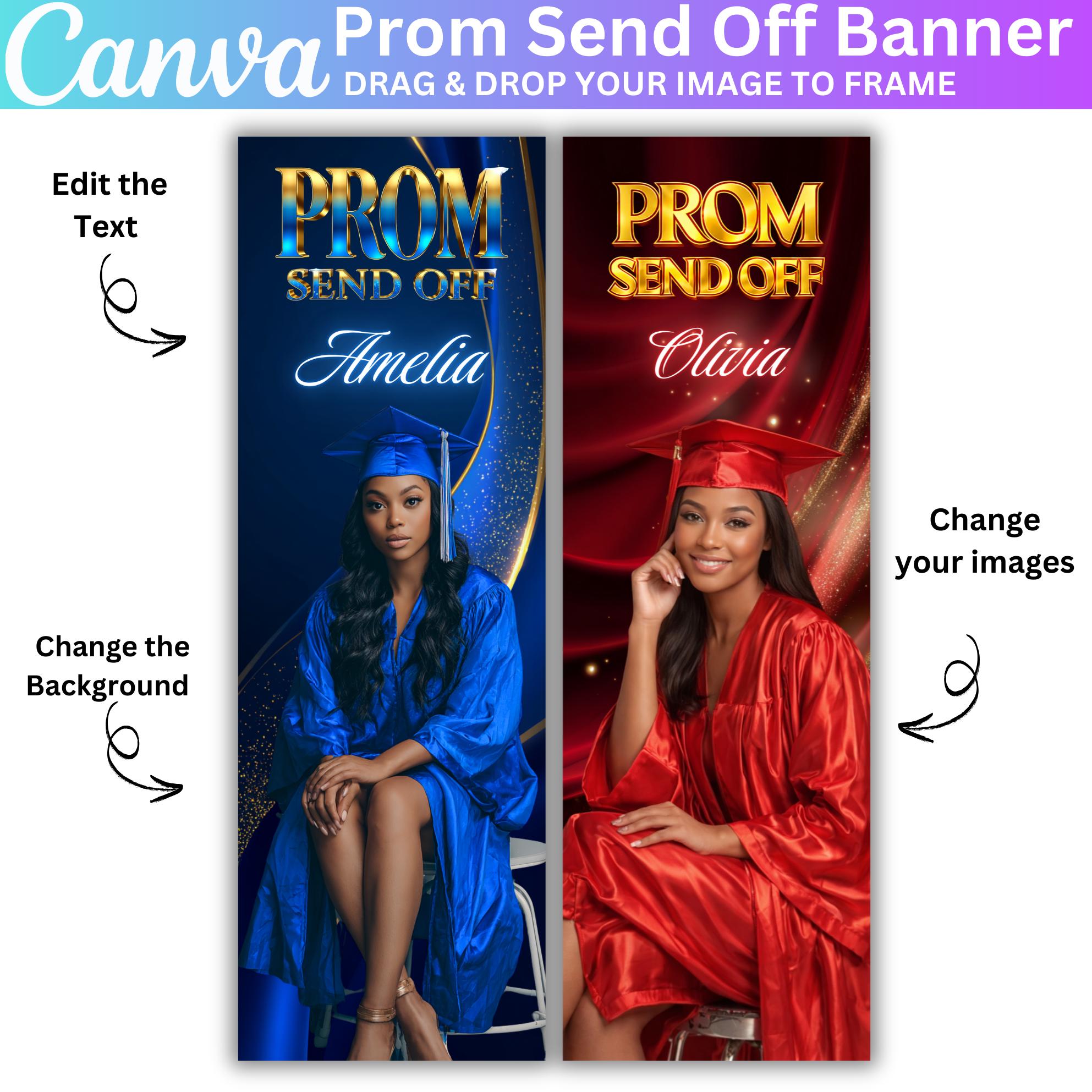 Prom Send off Banner Canva Template, Editable Prom Party Banner, Senior ...