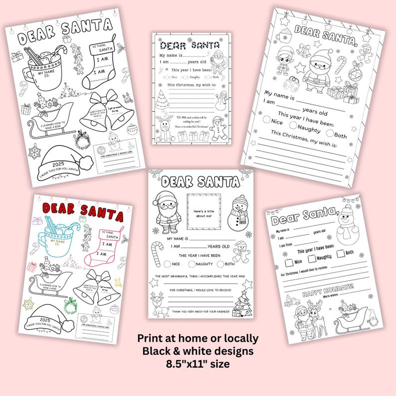 05 Santa Letter Coloring Page for Kids, Printable Letter to Santa ...