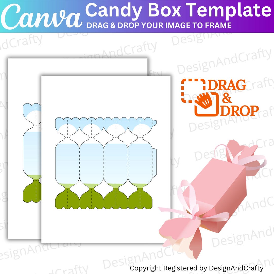 Candy Box Canva Template, Candy Shaped Box Canva Frame, Cracker ...