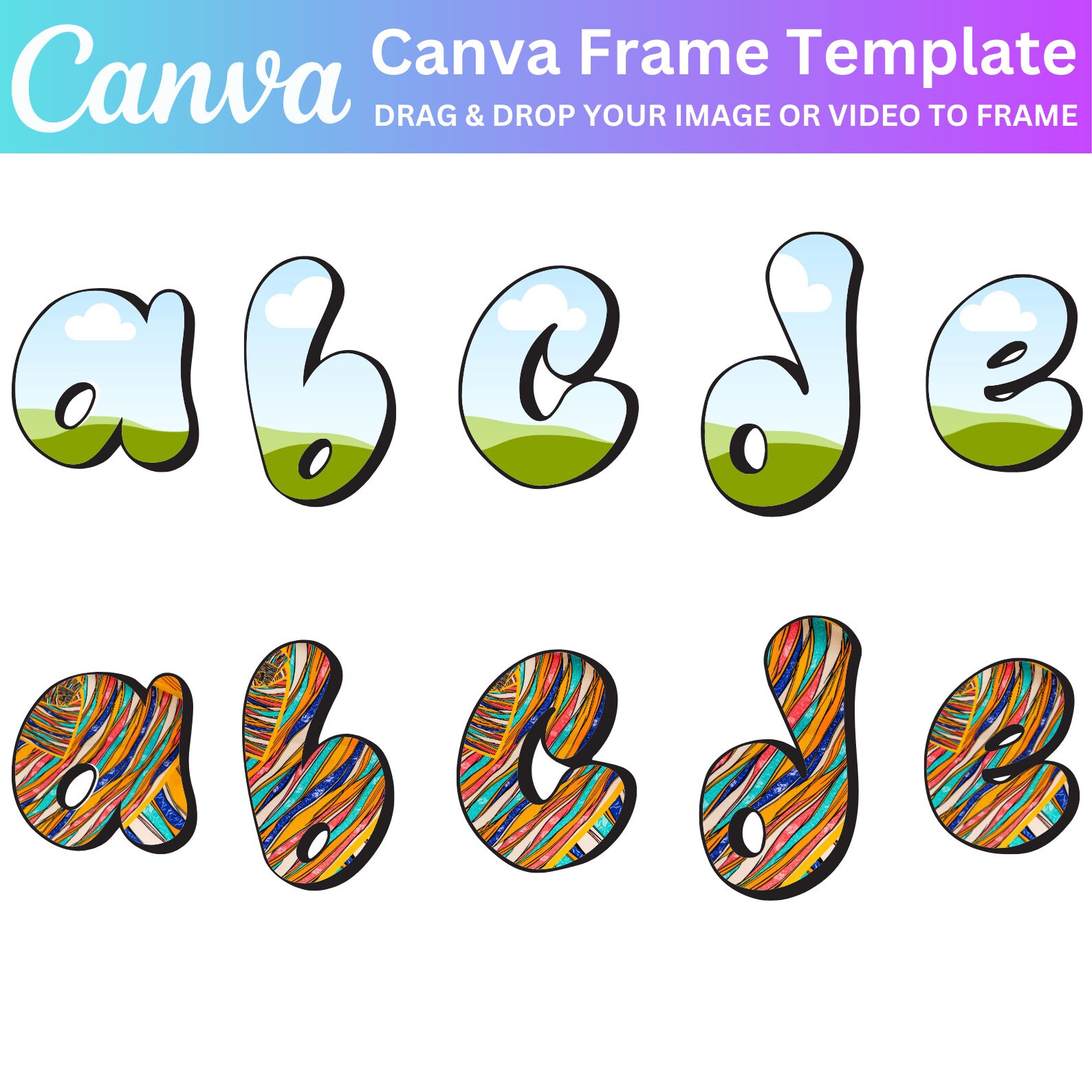 Canva Alphabets Template, Canva Alphabet Font, Canva Frame Template ...