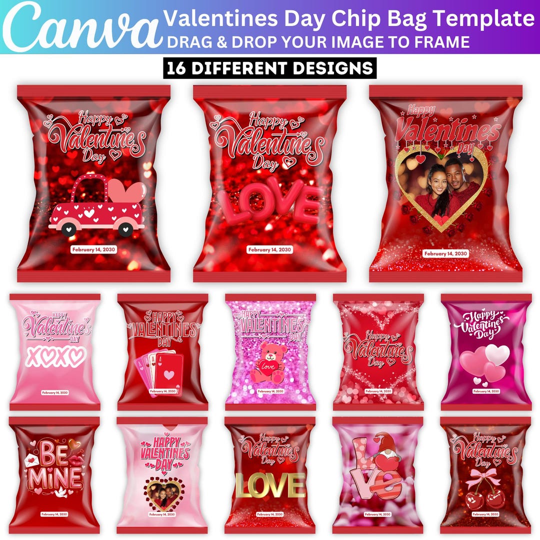 16 Valentine's Day Chip Bag Template, Chip Bag Label Template, Romantic ...