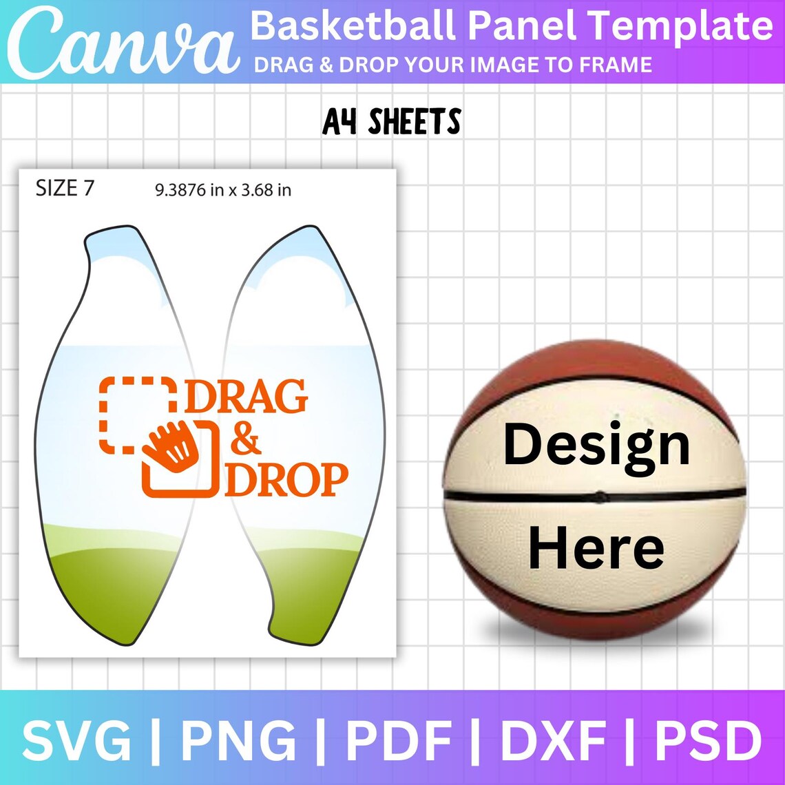 Basketball Panel Canva Editable Template, Basketball Leather Blank ...