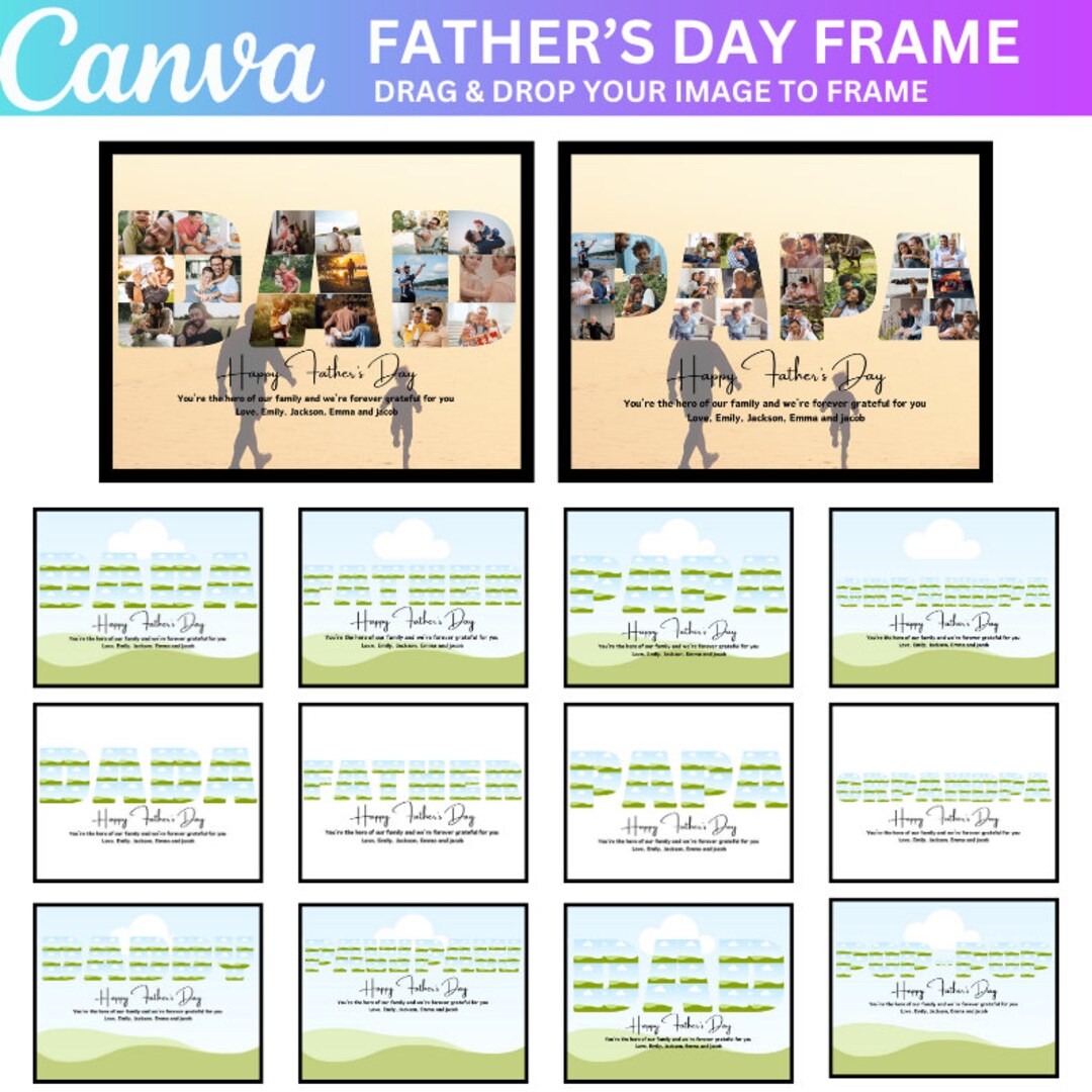 Dad Canva Editable Frame Template, Daddy Papa Photo Frame, Daddy Photo ...