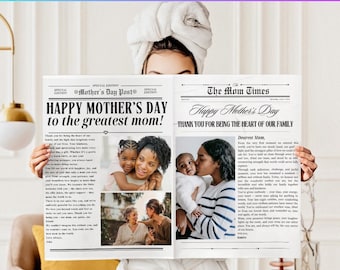 Editable Mother’s Day Newspaper Template - Personalized Canva Template ...