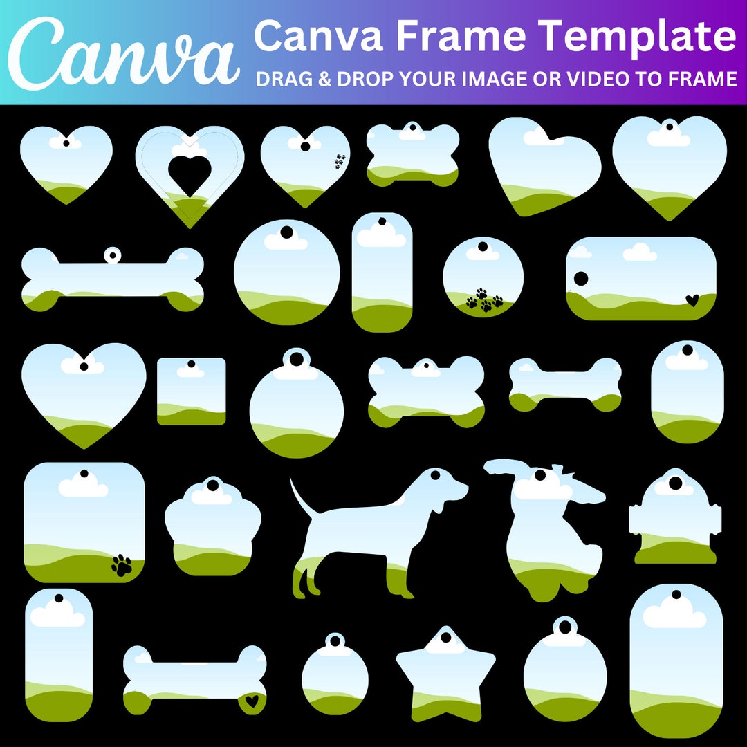 Dog Tag Canva Template Bundle, Design Your Own Dog Tag, Editable Canva ...