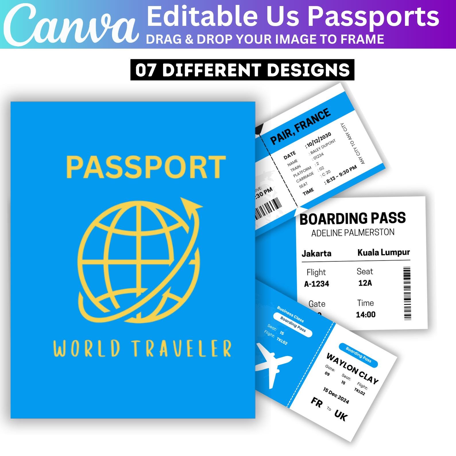 Canva Editable US Passports for Kids Template, Passport, Playing Travel ...