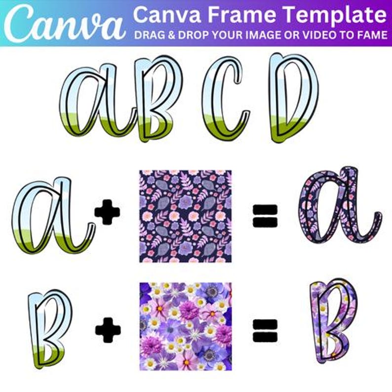 Canva Editable Alphabet Letters Template, Fillable Canva Frame, Block ...