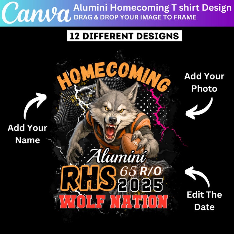 Alumni Team Spirit Football Template Bundle, Canva Editable Football T ...