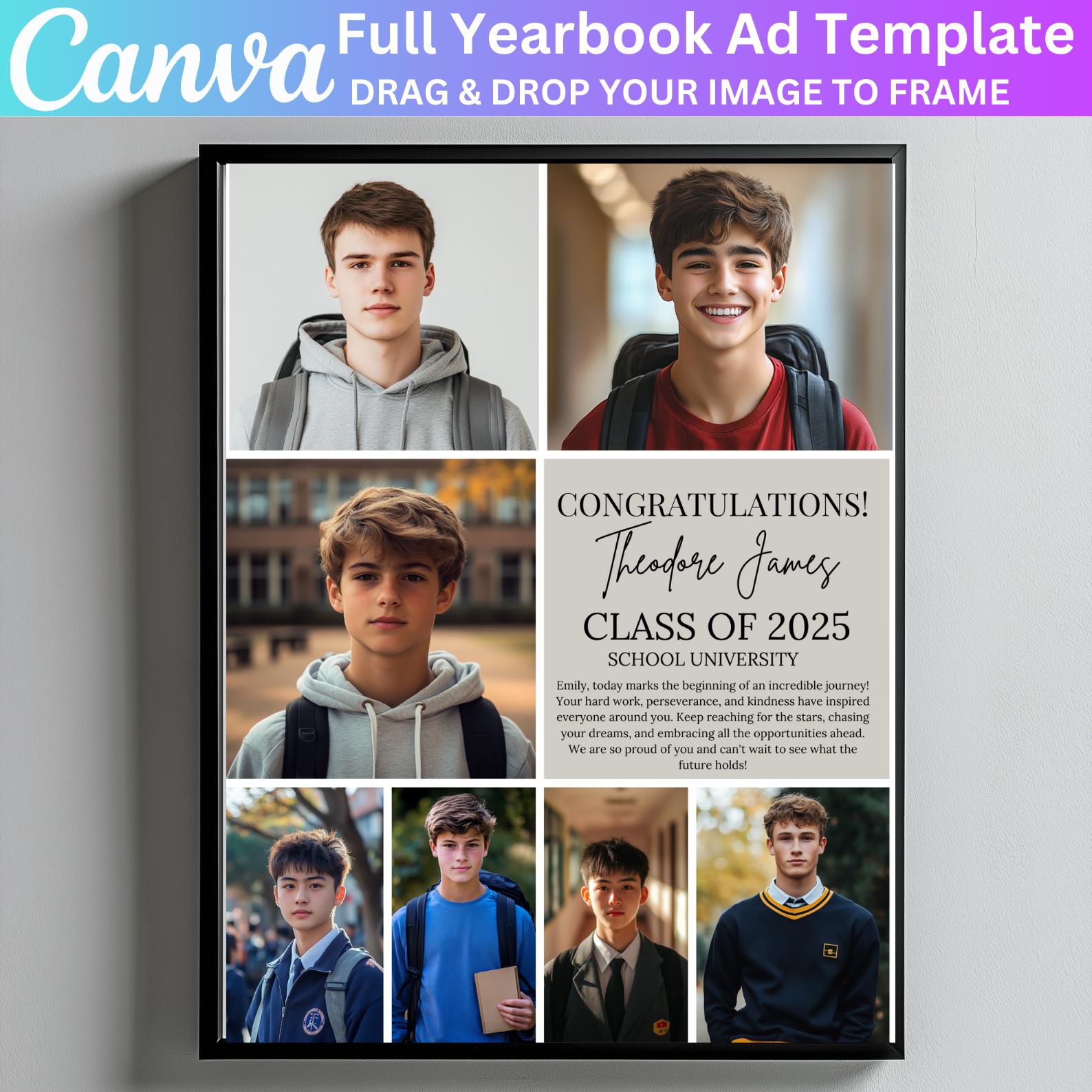 Full Page Yearbook Ad Canva Editable Template, Senior Yearbook Ad ...