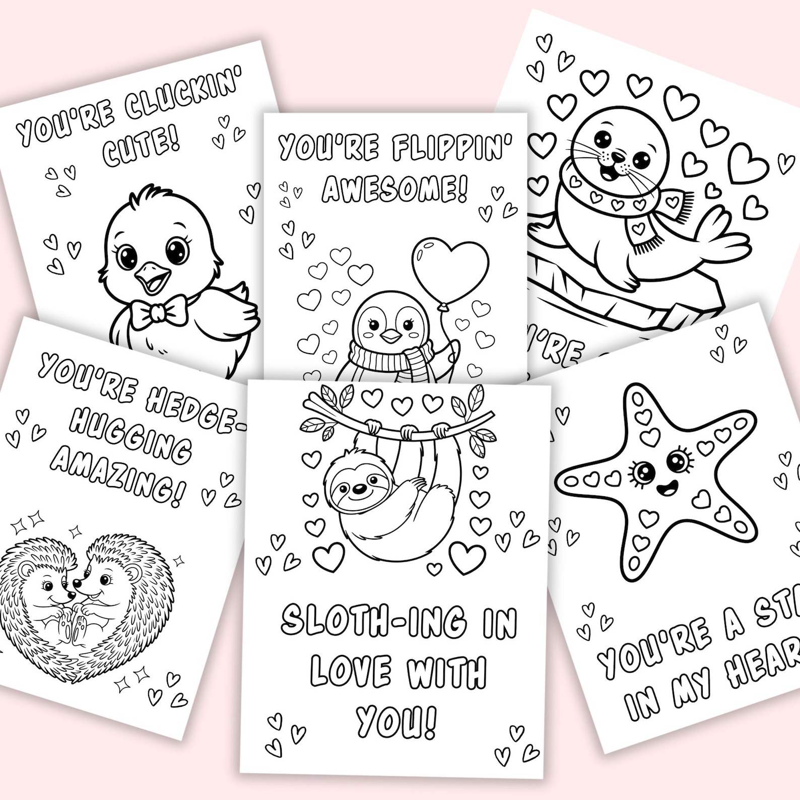 30 Valentines Coloring Pages Bundle, Valentines Day Cards, Valentine's ...