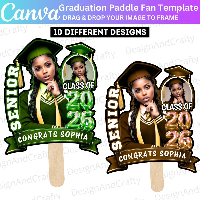 Graduation Fan Canva Editable Template, Custom Graduation Paddle Fan ...