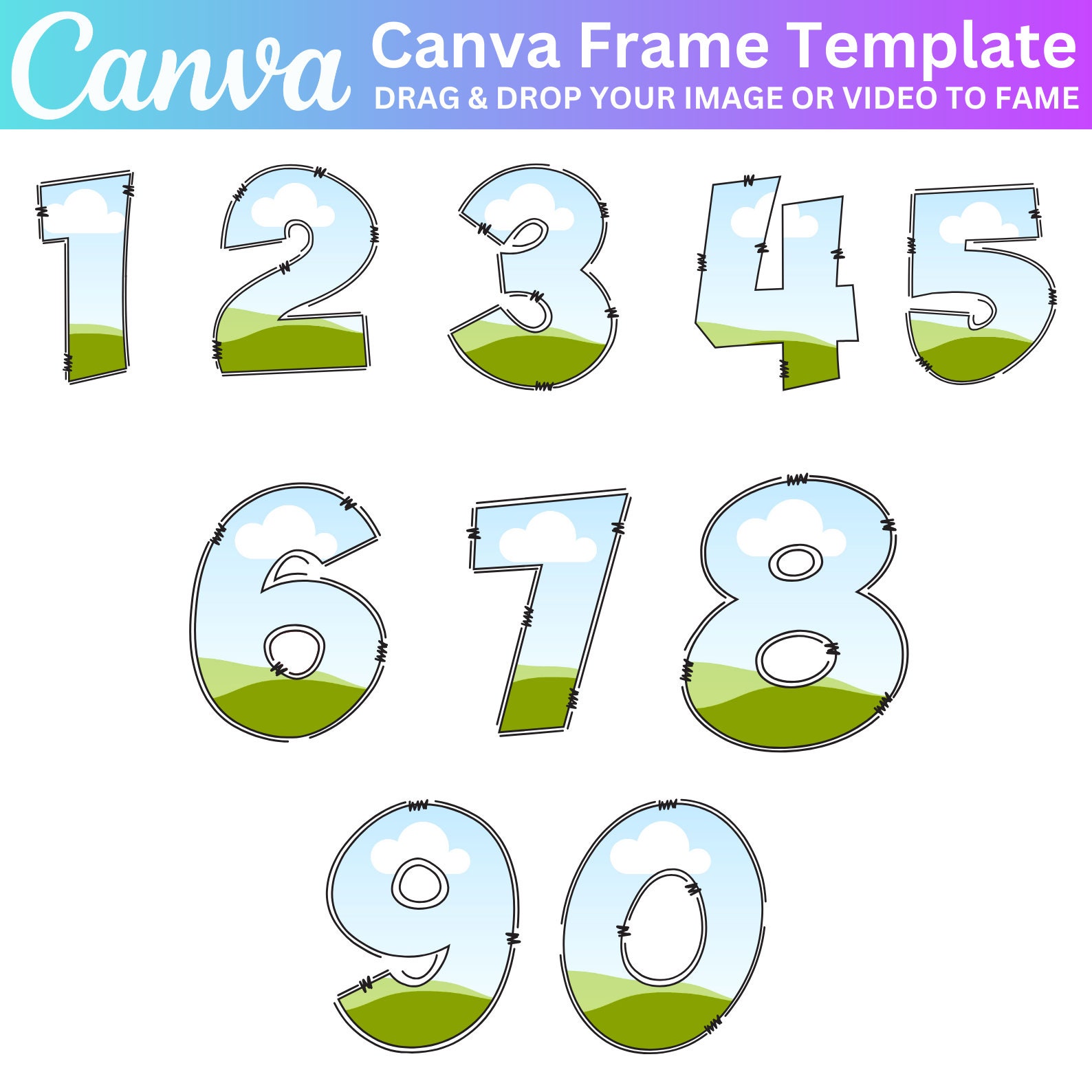 Canva Doodle Alphabet Frame Template Customizable Doodle Canva Alphabet Doodle Template 