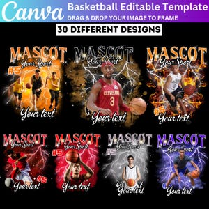 30 Basketball Bootleg Mascot Canva Editable Template, Basketball Mascot ...