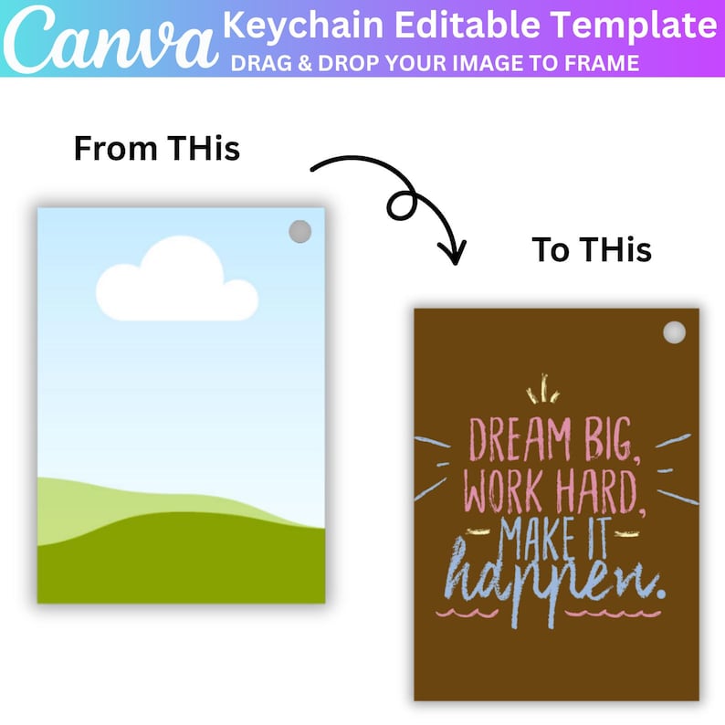 06 Keychain Canva Editable Template, Rectangle Keychain Sublimation ...