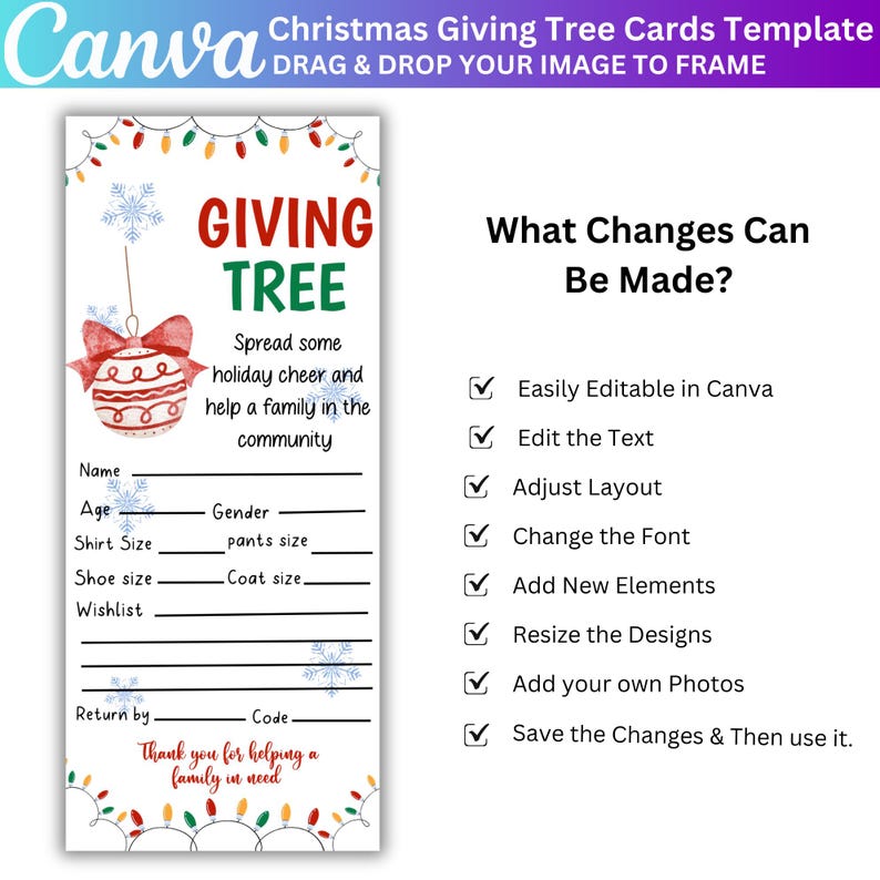 10 Christmas Giving Tree Tags Template, Community Holiday Angel Tree ...