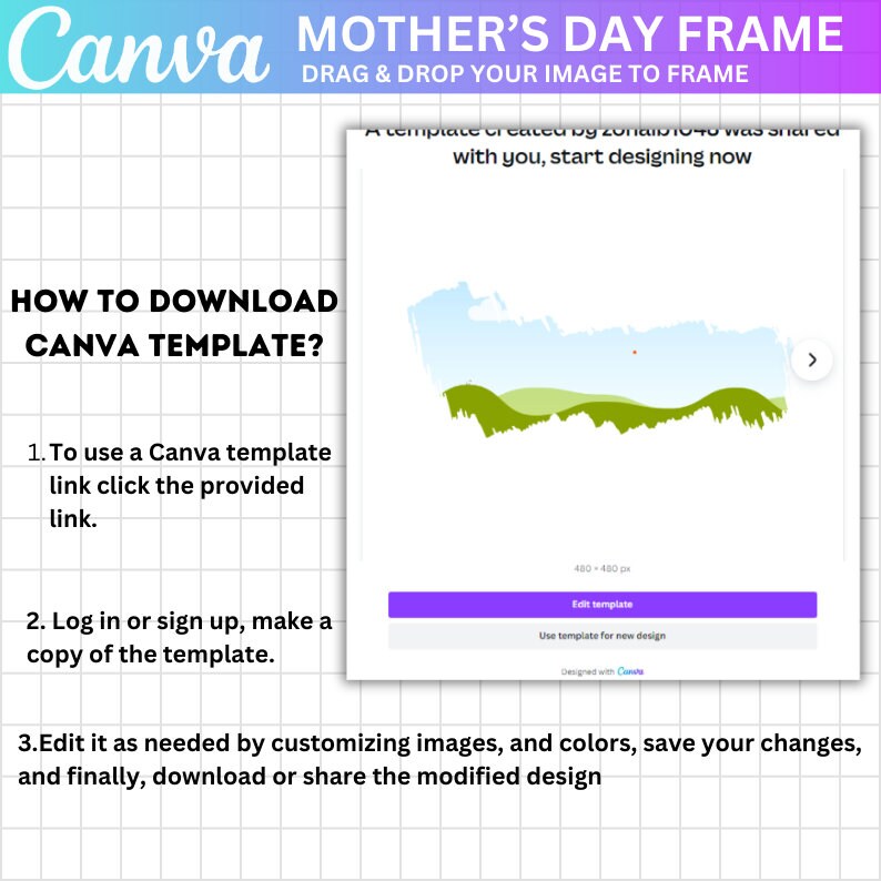 Mother's Day Canva Template, Mom Canva Frame Bundle, Wear Heart on ...