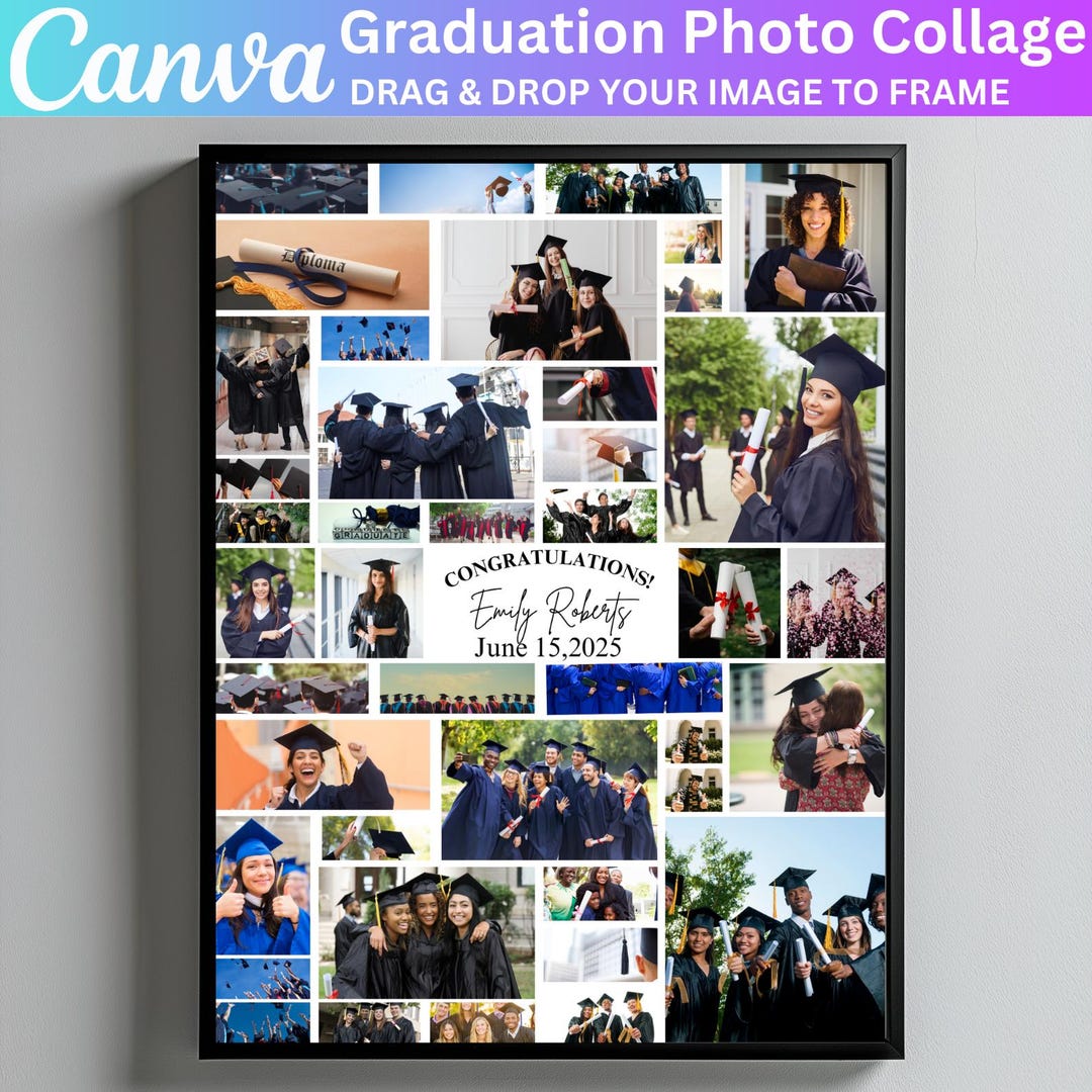 Graduation Poster Photo Collage Canva Editable Template, Congratulation ...