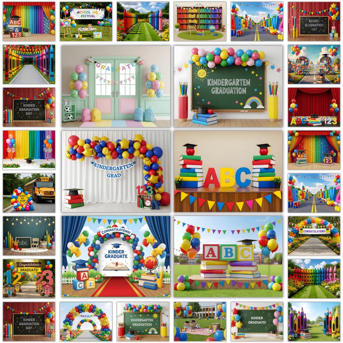 Preschool Graduation Backdrop Chalkboard Bundle, Class of 2026 Photo ...