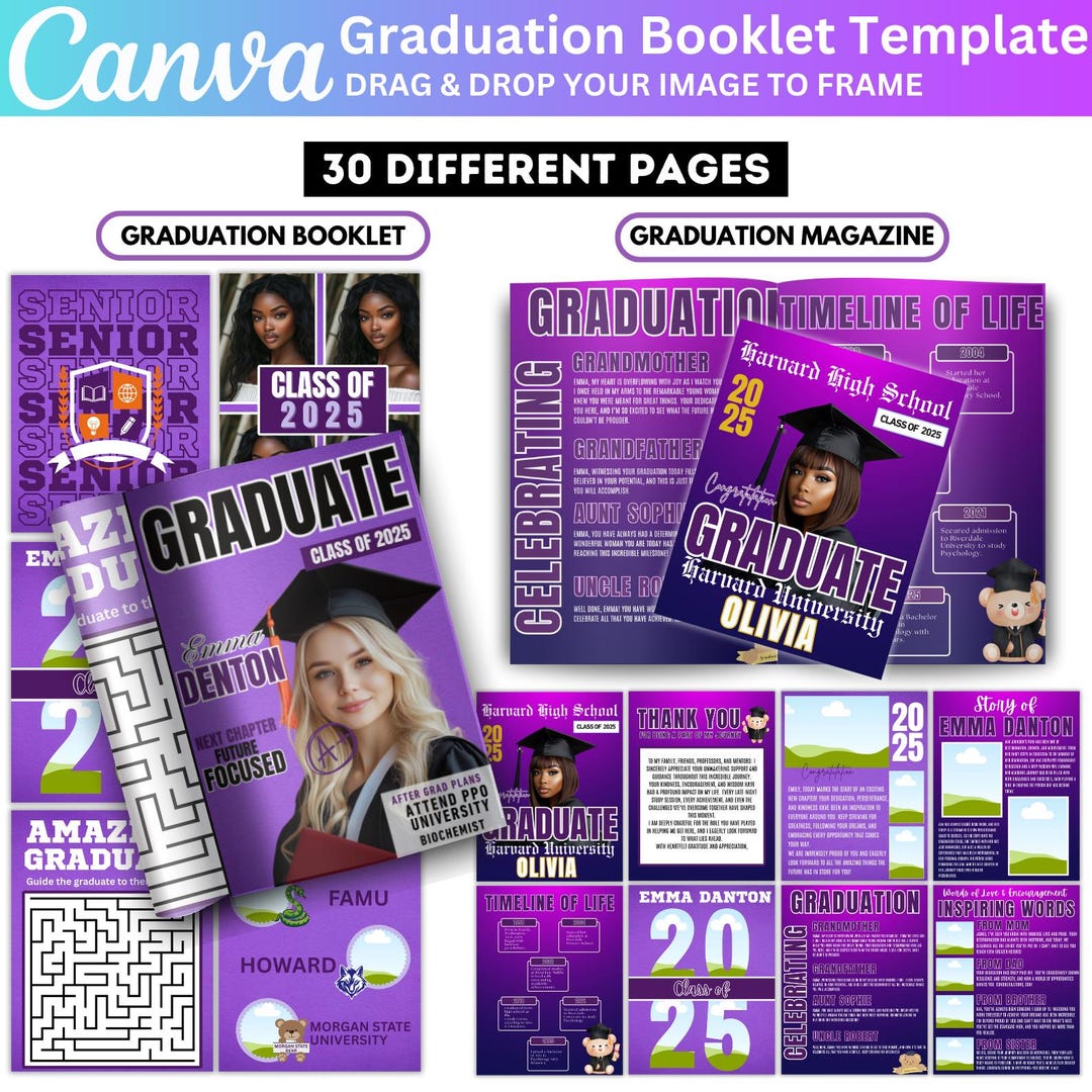 Graduation Booklet Canva Editable Template, Graduation Activity Book ...