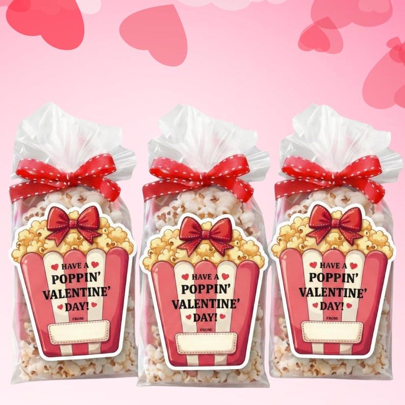 08 Printable Popcorn Valentine Labels, Classroom Valentines Treat Tags ...