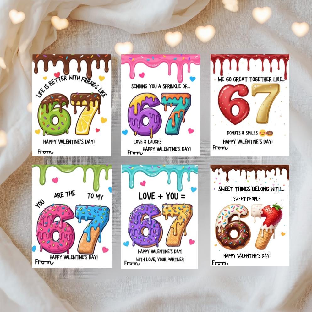 Editable 67 Valentine Cards for Kids Tweens, Canva Editable 6 7 ...