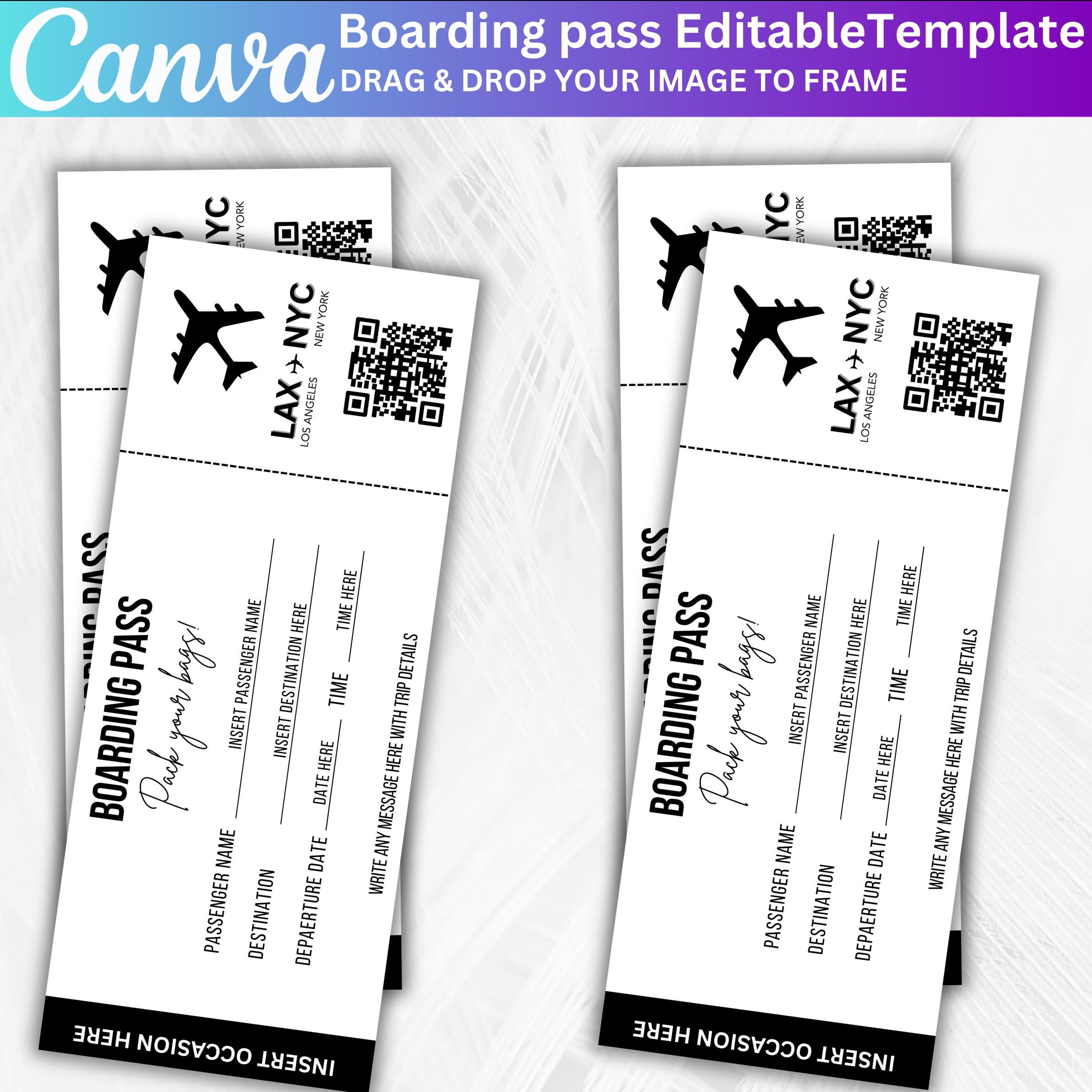 Editable Boarding Pass Template, Canva Editable Boarding Pass Surprise ...