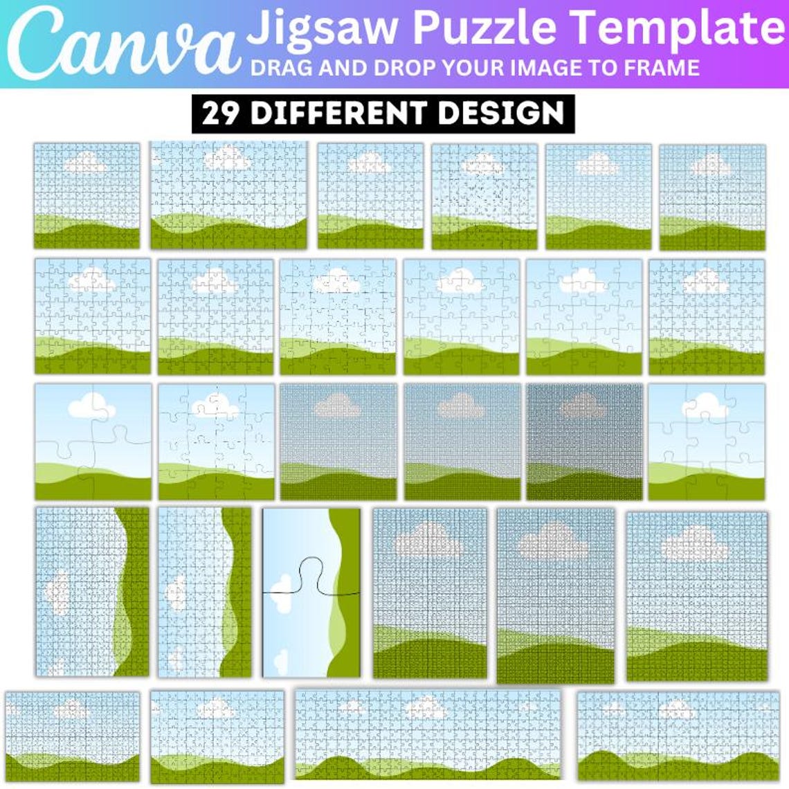 Jigsaw Puzzle Canva Frame Template, Canva Editable Frame, Printable ...