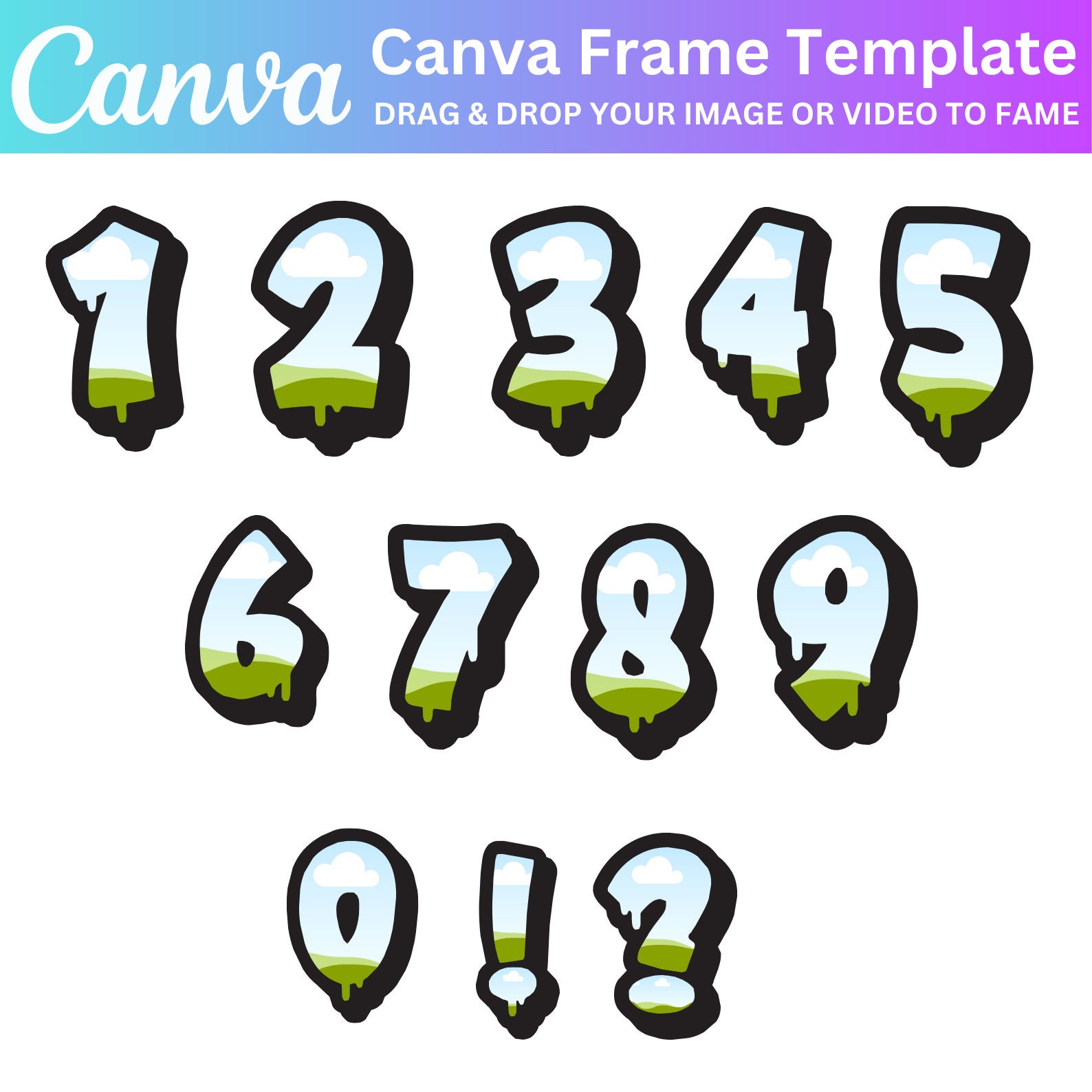 Canva Frame Template Graffiti Font Letters & Numbers on CANVA ...
