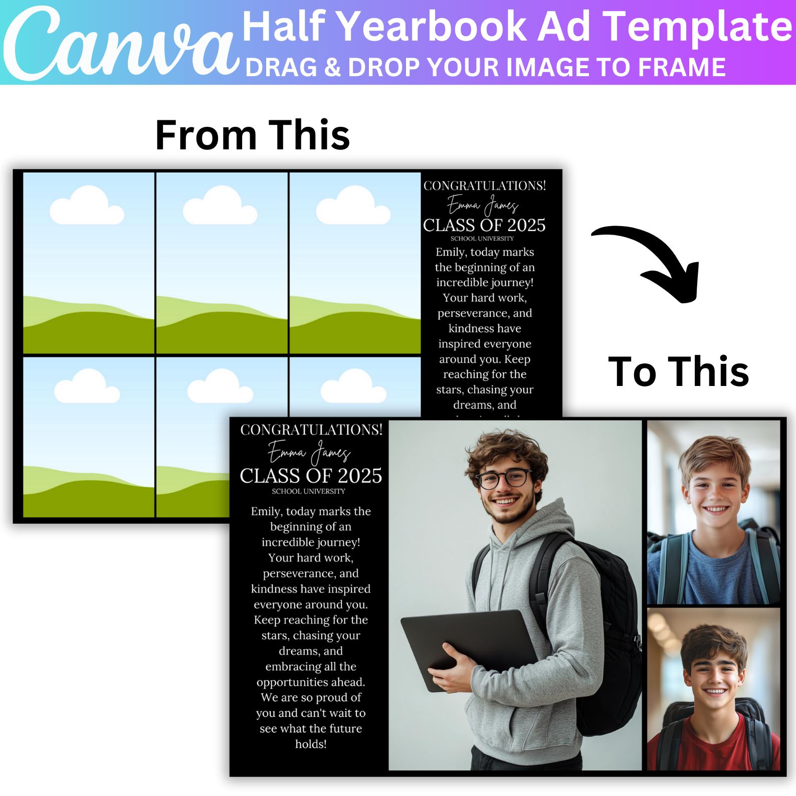 Half Page Yearbook Ad Canva Editable Template, Senior Yearbook Ad ...