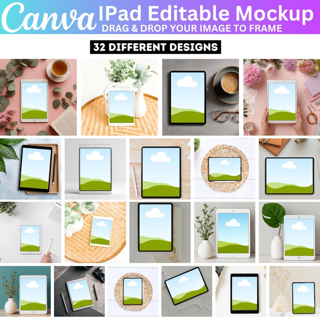 32 iPad Canva Mockup, Canva Editable Ebook Tablets Mockup, Tablet ...