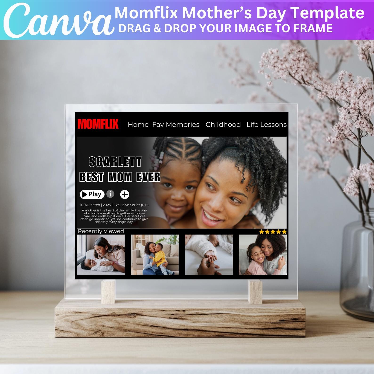 03 MOM FLIX Canva Editable Template, Mother's Day Collage Designs ...